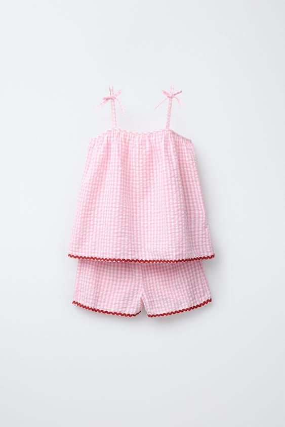 3-6 YEARS/ GINGHAM CHECK PYJAMAS - Pink | ZARA United Kingdom