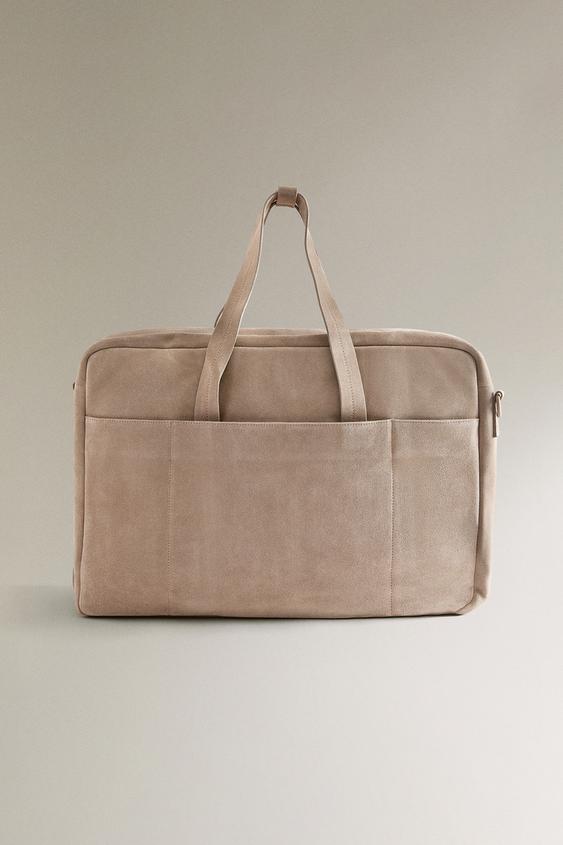SPLIT LEATHER TRAVEL BAG - Ecru White | ZARA United Kingdom