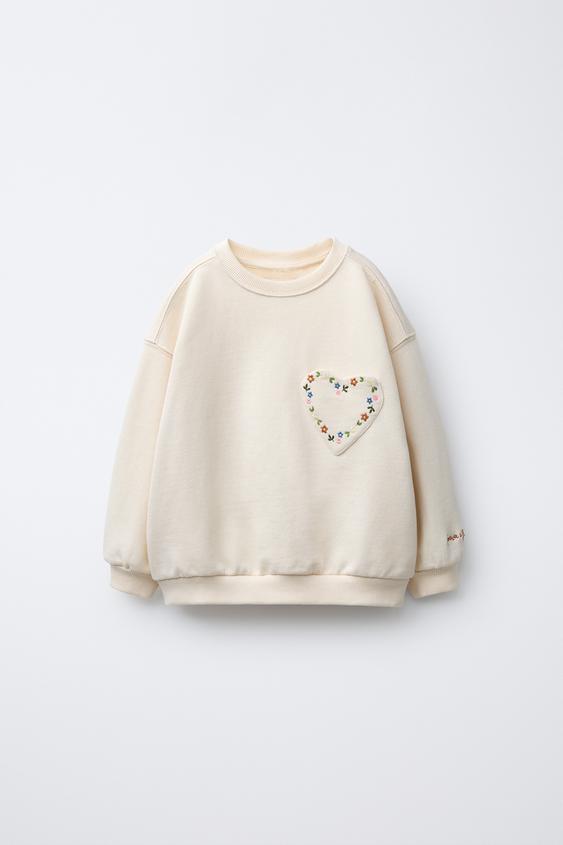 HEART POCKET SWEATSHIRT - Ecru | ZARA United Kingdom