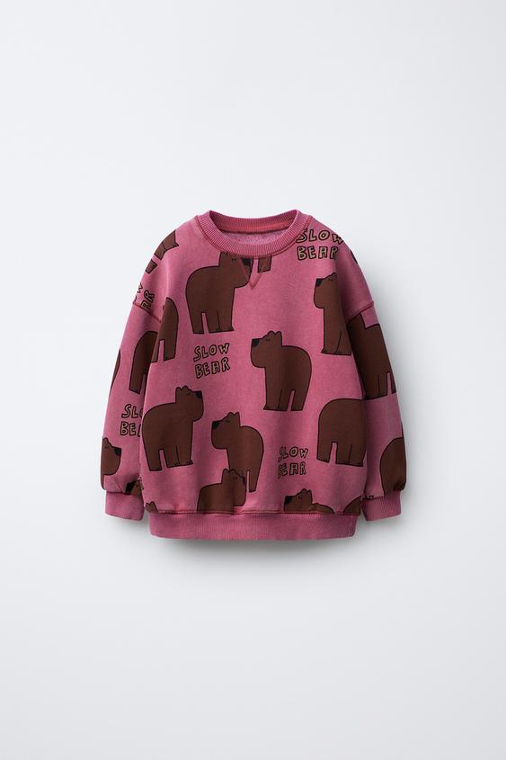 BEAR PRINT SWEATSHIRT - Chalk pink | ZARA Saudi Arabia