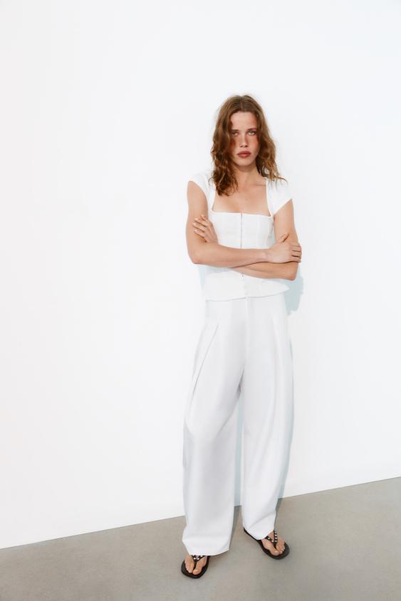 PANTALON BALLON À PLIS - Blanc | ZARA France