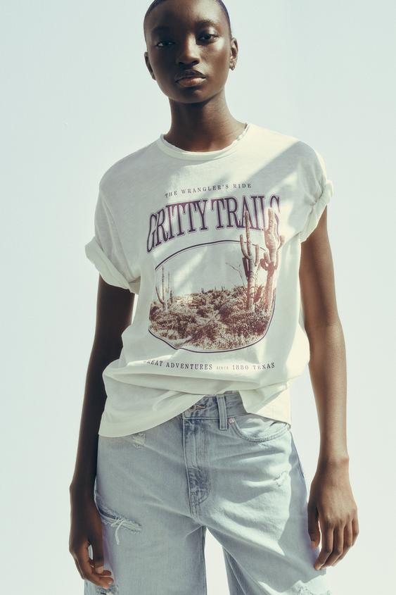 RODEO PRINT T-SHIRT - Oyster-white | ZARA United Kingdom