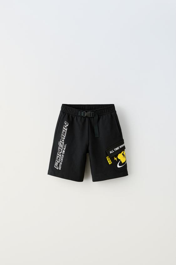 PIKACHU POKÉMON ™ BERMUDA SHORTS - Black | ZARA Saudi Arabia