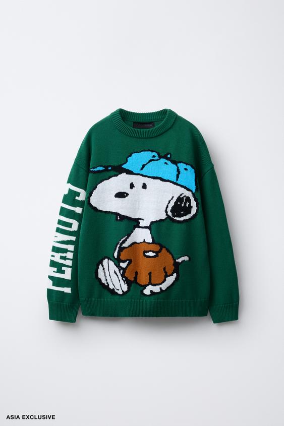 SNOOPY PEANUTS™ KNIT JUMPER - Green | ZARA Singapore