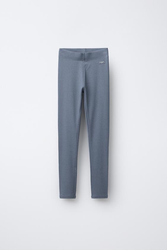 RIBBED LEGGINGS WITH MODAL AND LABEL - Blue | ZARA India