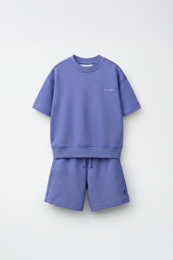 SWEATSHIRT MET KORTE MOUWEN EN TEKST IN RELIËF EN EFFEN BERMUDA | ZARA ...
