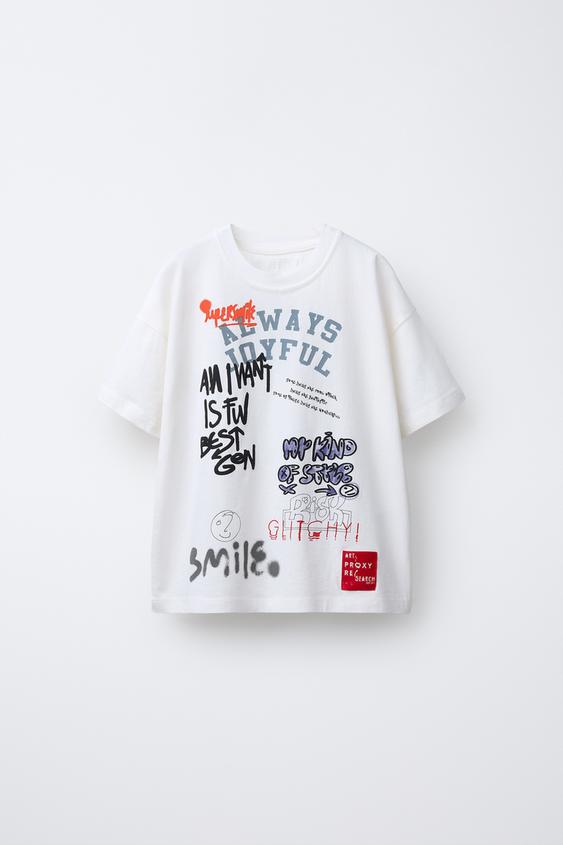 GRAFFITI PRINT T-SHIRT - White | ZARA Ireland