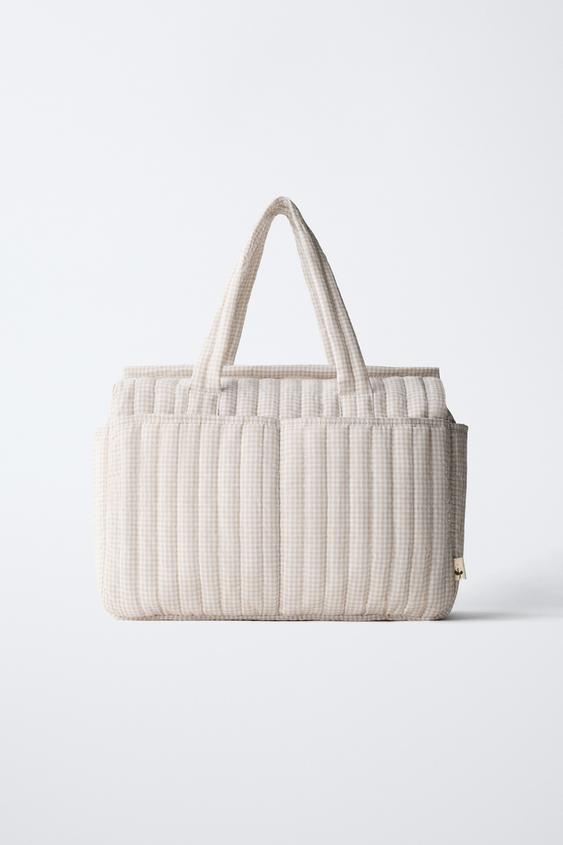 GINGHAM MATERNITY BAG - Gingham White | ZARA India