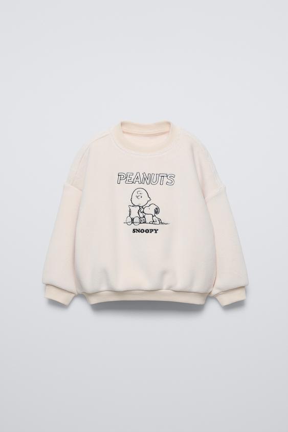 SNOOPY PEANUTS™ EMBROIDERED FLEECE SWEATSHIRT - Ecru | ZARA Australia