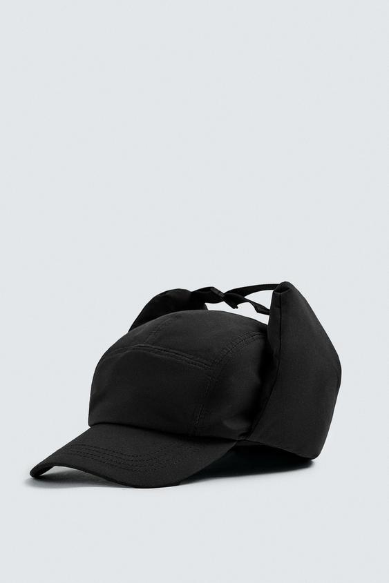 QUILTED TECHNICAL CAP WITH EAR MUFFS - Black | ZARA Saudi Arabia