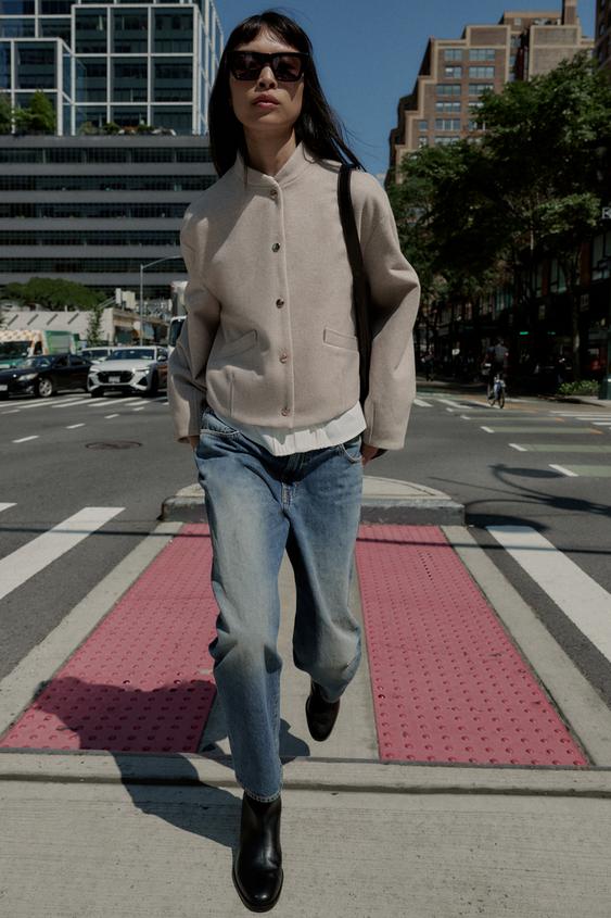 SOFT BOMBER JACKET WITH ELASTIC HEM - Sand | ZARA Ireland