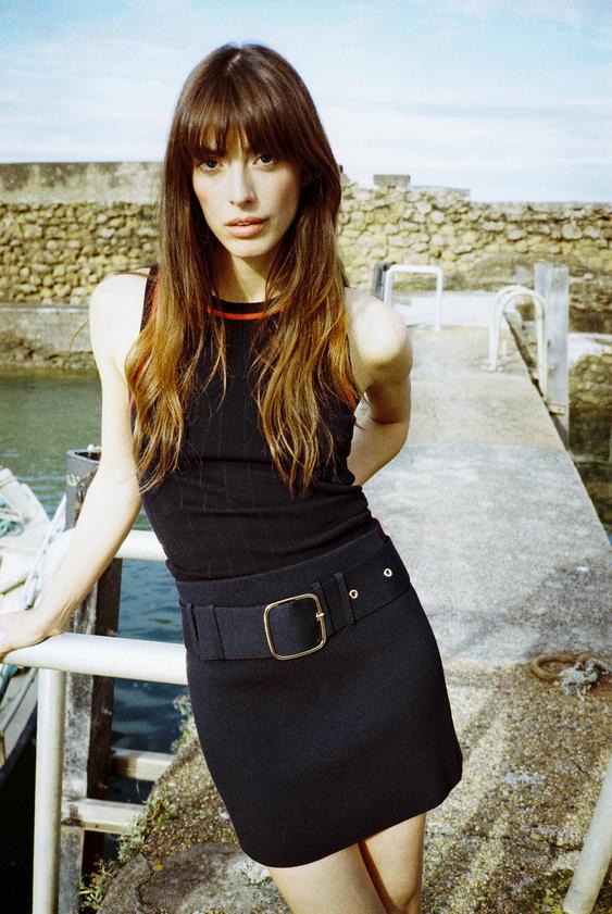 PLETENA MAJICA BEZ RUKAVA SA KONTRASTNIM ŠAVOVIMA - mornarsko plava ...