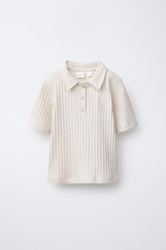 T-SHIRT POLO STRUCTURÉ - Beige | ZARA Canada