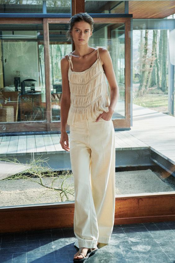 TOP ENTRE-DEUX ZW COLLECTION - Écru | ZARA Belgique / Belgium