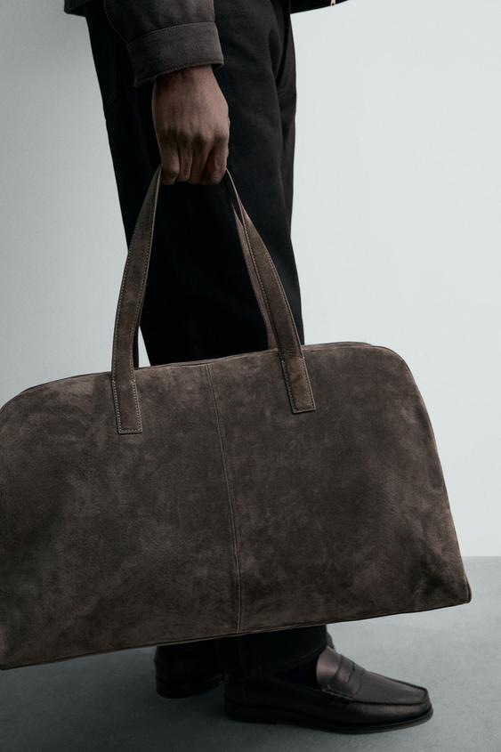 XL LEATHER TRAVEL BAG - Grey | ZARA Singapore