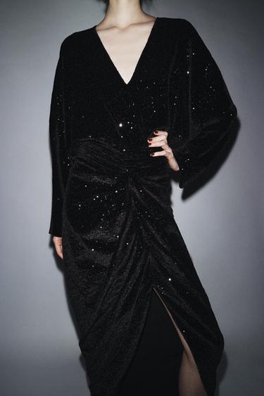 ROBE À PAILLETTES AVEC ÉPAULETTES ZW COLLECTION - Noir | ZARA France