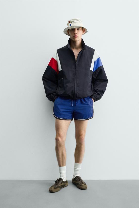 RETRO COLOUR BLOCK TECHNICAL JACKET - Navy blue | ZARA Iraq