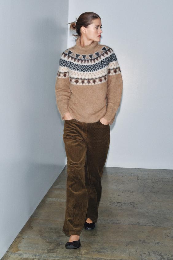 SUÉTER COM ALPACA JACQUARD - Camel-claro | ZARA Brasil