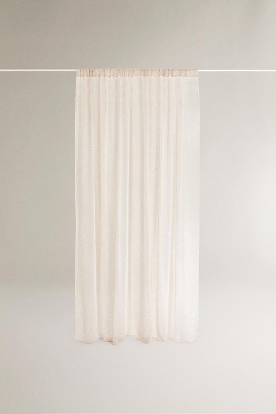 SHEER DOUBLE-WIDTH CURTAIN WITH LOW OPACITY - Light beige | ZARA Ireland
