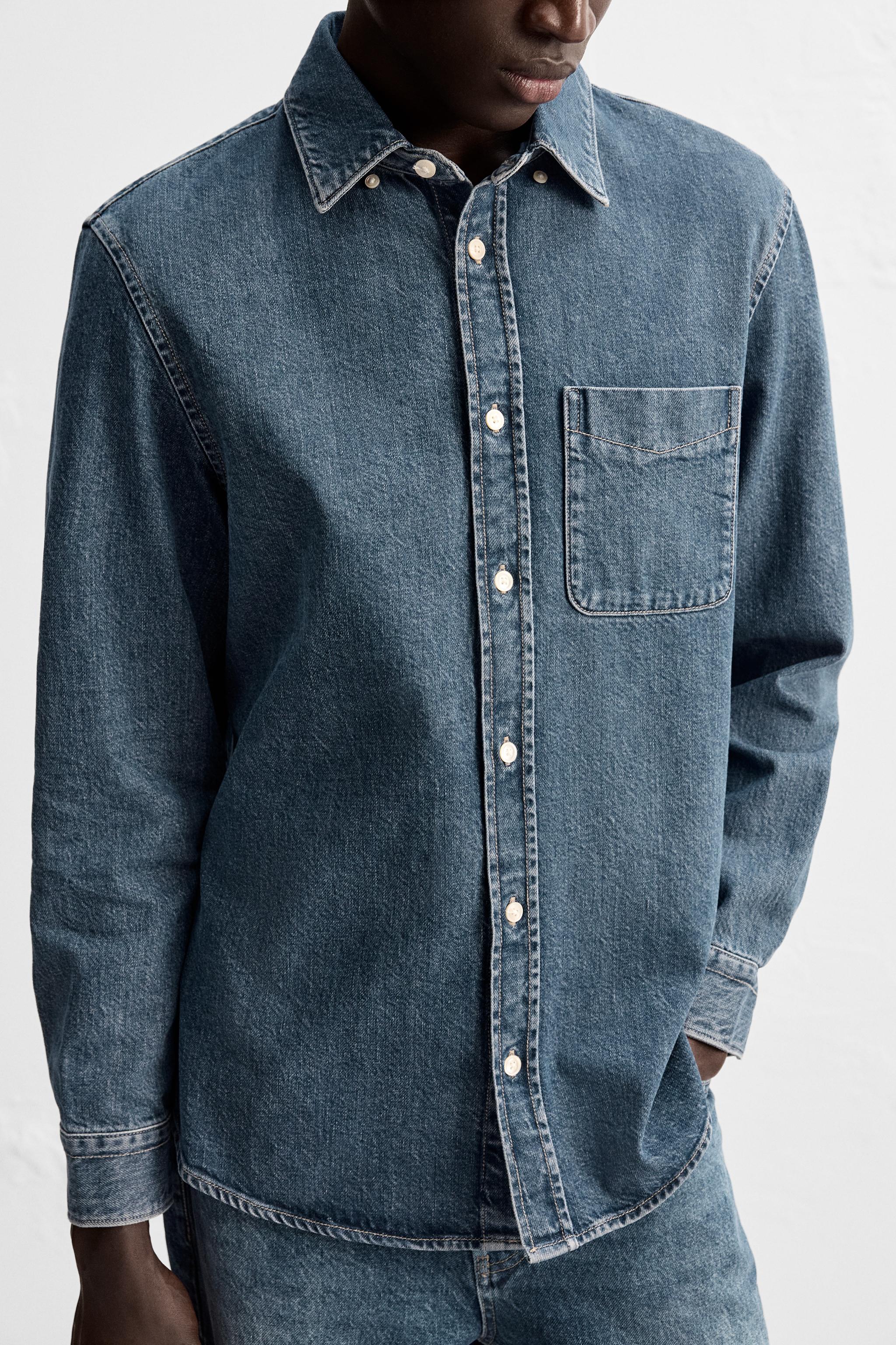 WASHED DENIM SHIRT - Mid-blue | ZARA United States WASHED DENIM SHIRT - Mid-blue | ZARA United States