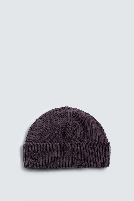 DISTRESSED KNIT BEANIE - Blue | ZARA South Africa