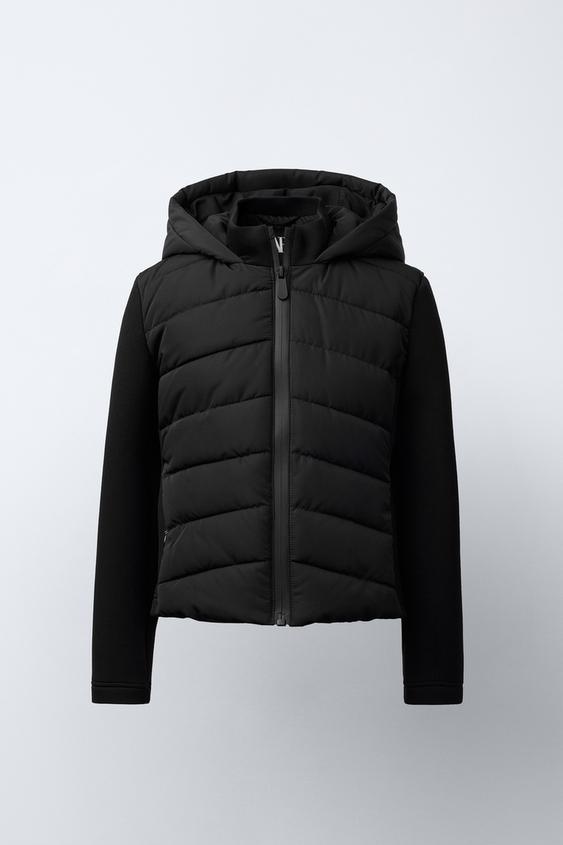 NEOPRENE EFFECT SLEEVE PADDED JACKET - Black | ZARA Canada