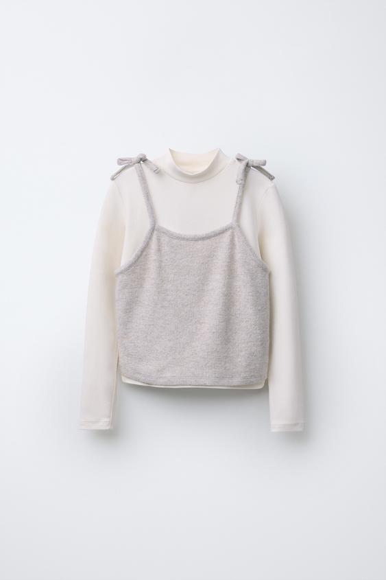 TRİKO ÜSTLÜ T-SHIRT - Bej | ZARA Türkiye / Turkey