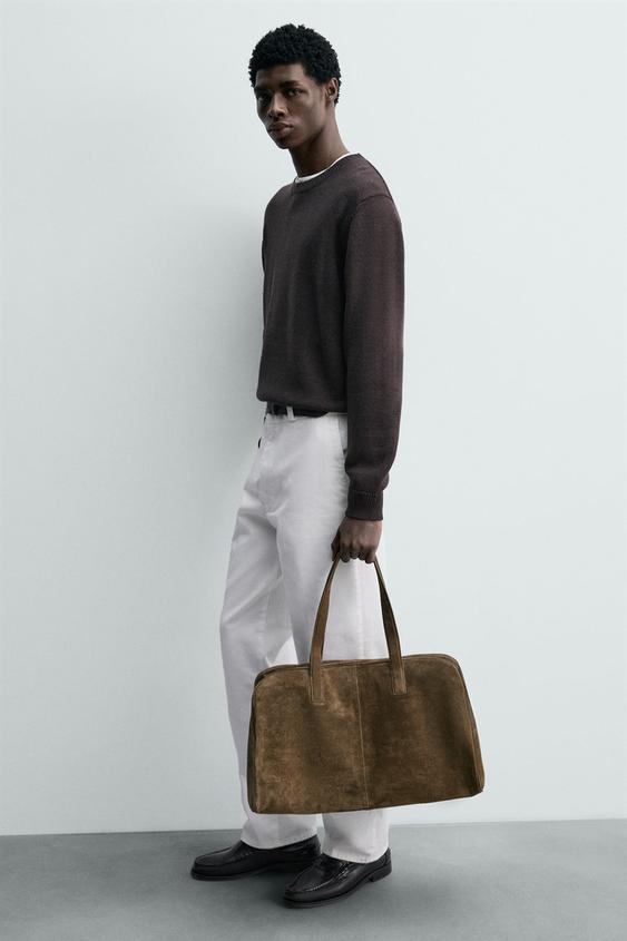 MEDIUM LEATHER TRAVEL BAG - Khaki Green | ZARA Australia