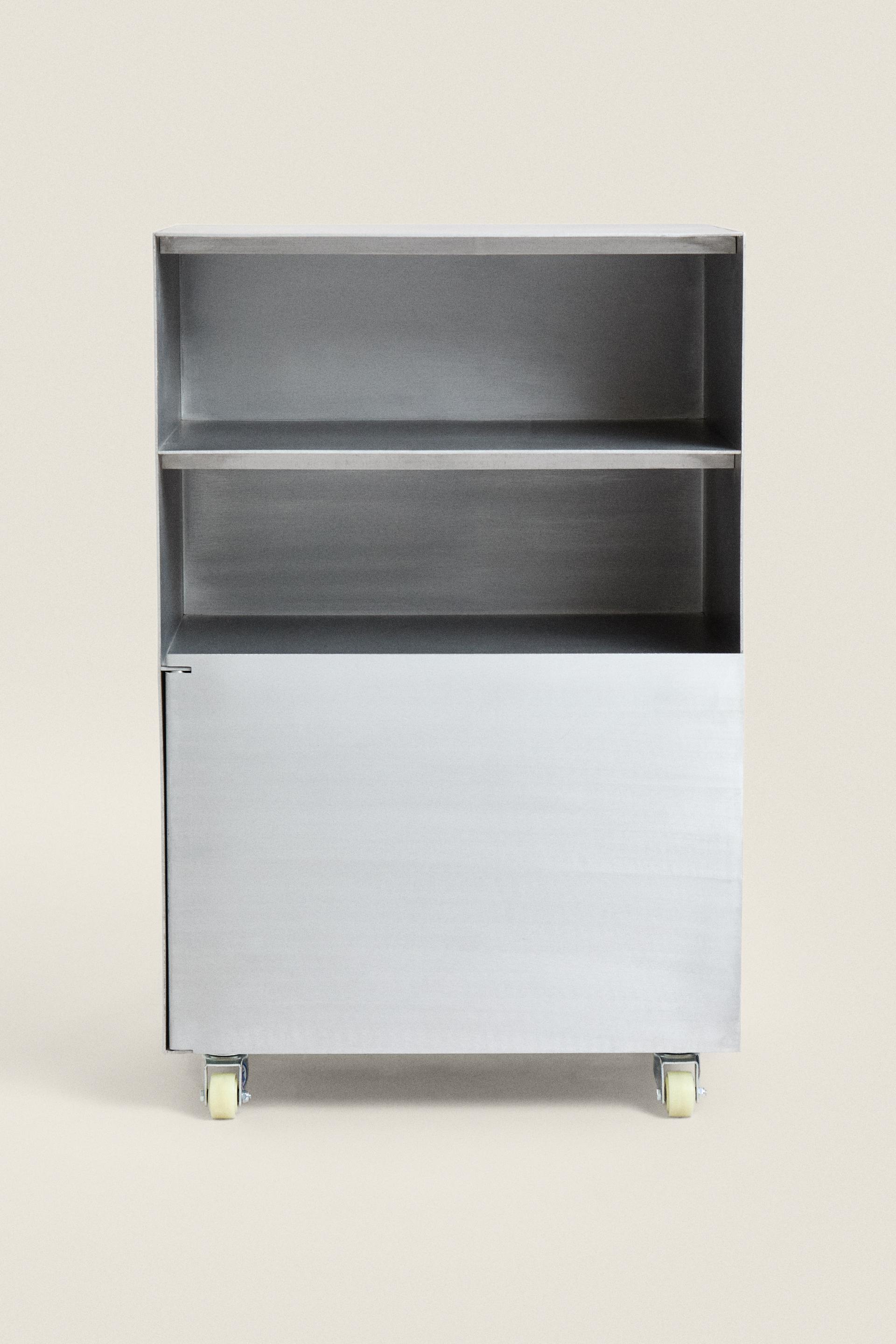 ALUMINUM STORAGE UNIT WITH WHEELS - Matte silver | ZARA United States