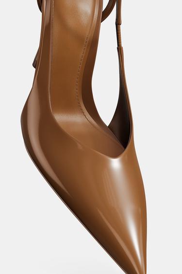 CHAUSSURES À TALONS EFFET VERNIS - Marron clair | ZARA France