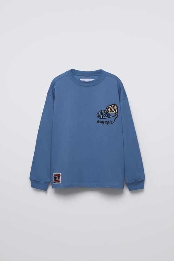 CAMISETA ESTAMPADO RELIEVE - Azul medio | ZARA Chile