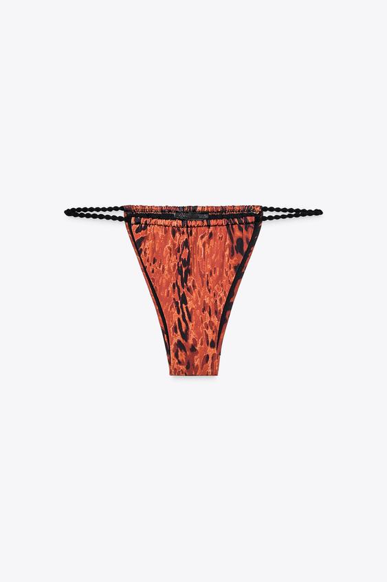 CONTRAST PRINT BIKINI BOTTOMS - camel | ZARA Australia