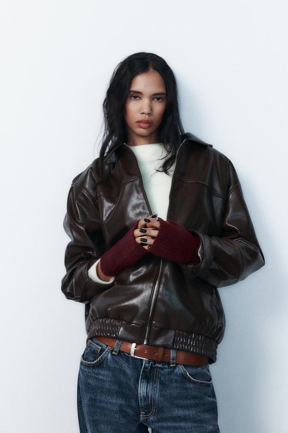 KURZFINGERHANDSCHUHE AUS RIPPENSTRICK - Burgundrot | ZARA Deutschland ...