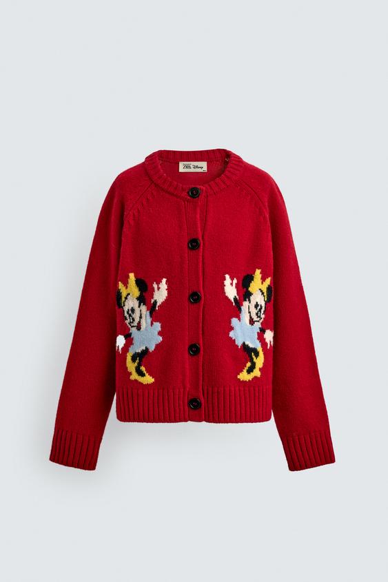MINNIE MOUSE WOOL CARDIGAN HARRY LAMBERT FOR ZARA X DISNEY - Red | ZARA ...