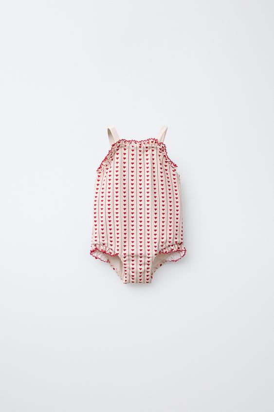 AGES 1-6 / HEART PRINT SWIMSUIT - Red | ZARA Hungary / Magyarország
