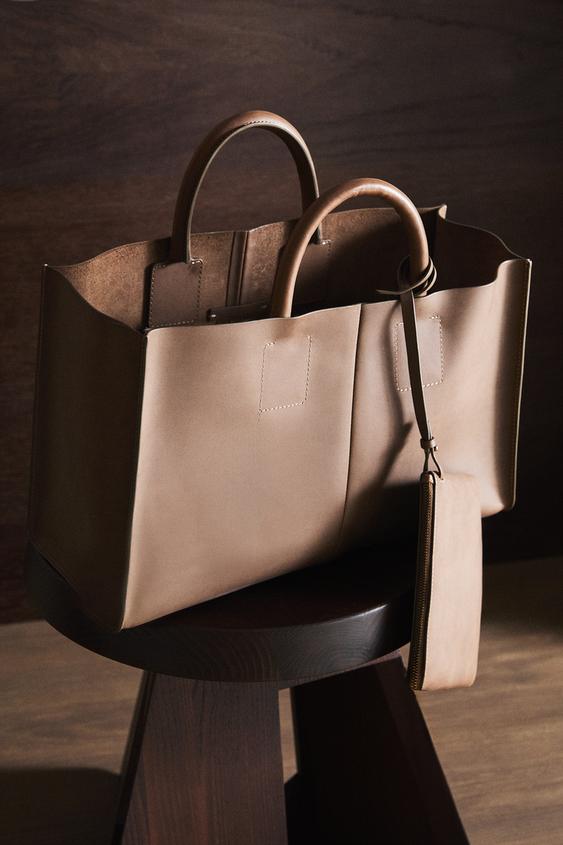 LEATHER MINI TOTE BAG - Brown | ZARA United States