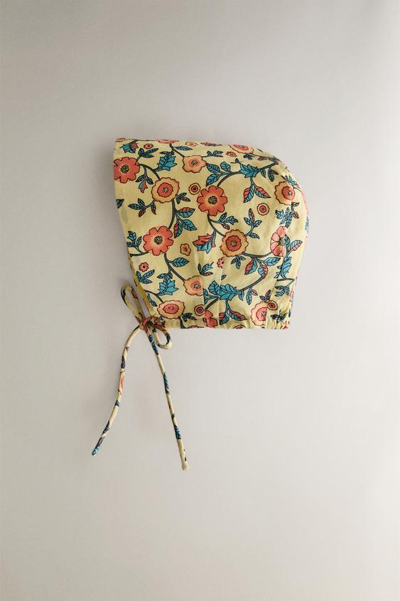 BABY FLORAL BONNET - Lime green | ZARA United States