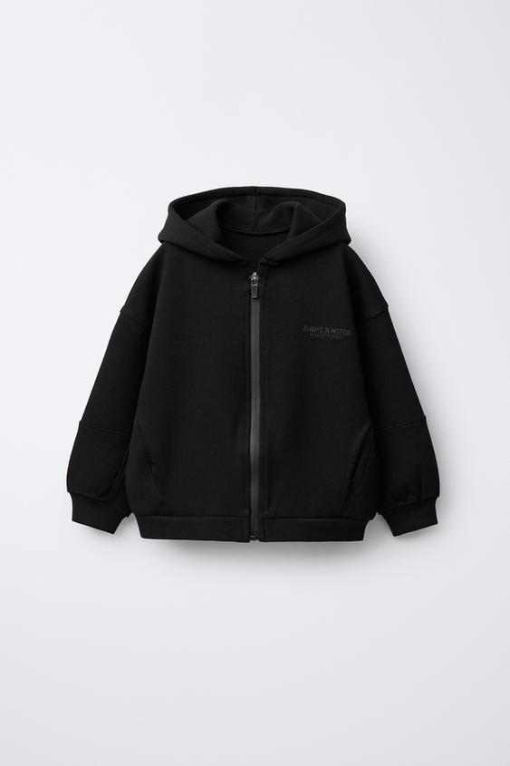 INTERLOCK ZIP-UP HOODIE - Black | ZARA United Kingdom