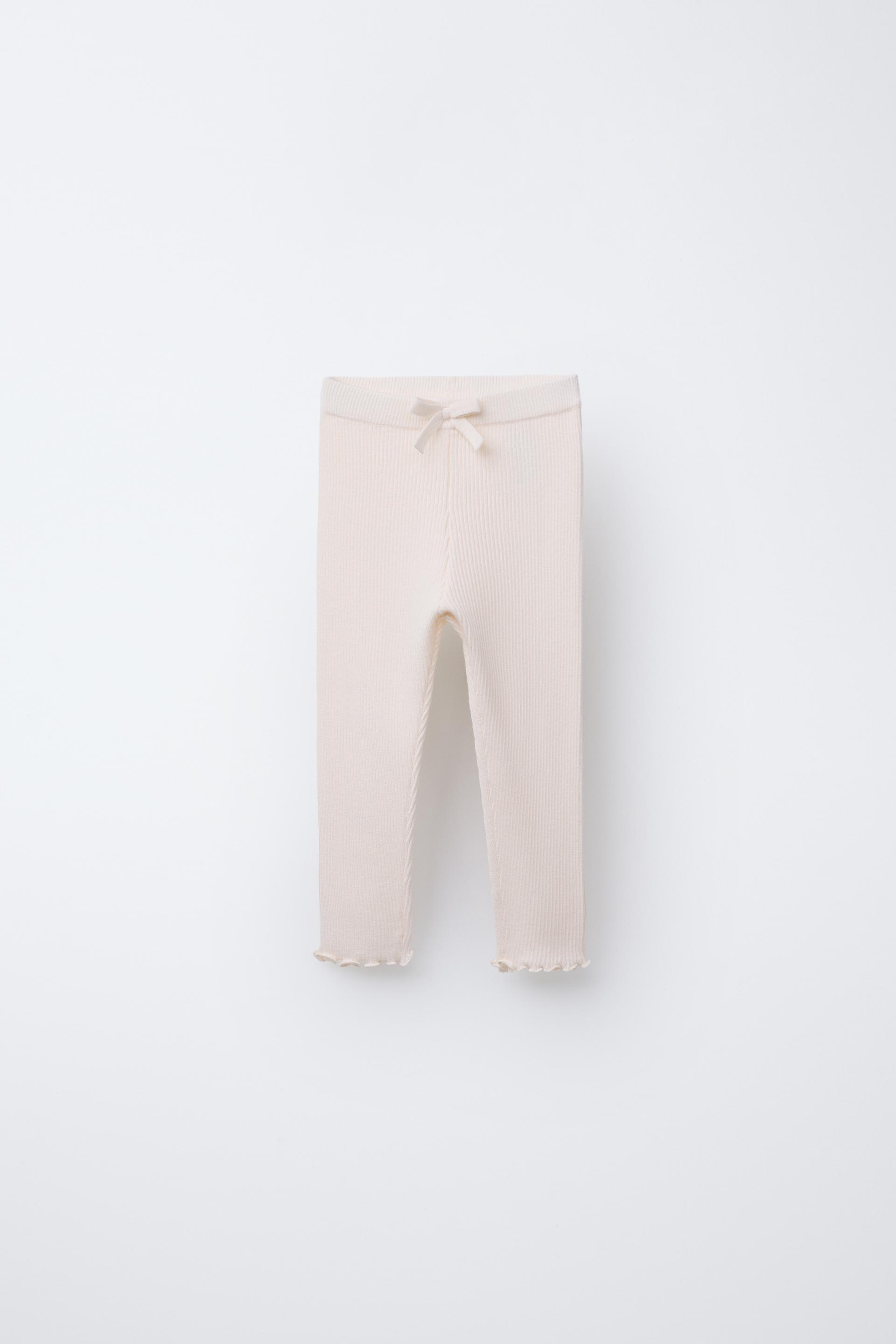 PLAIN RIBBED LEGGINGS - Ecru | ZARA United Kingdom
