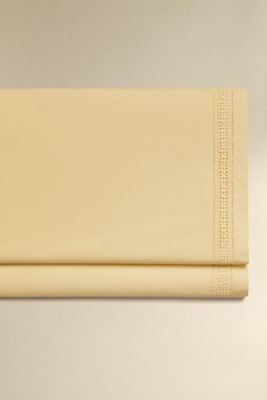 LENÇOL DE CIMA BORDADO CALADO - Amarelo-claro | ZARA Portugal