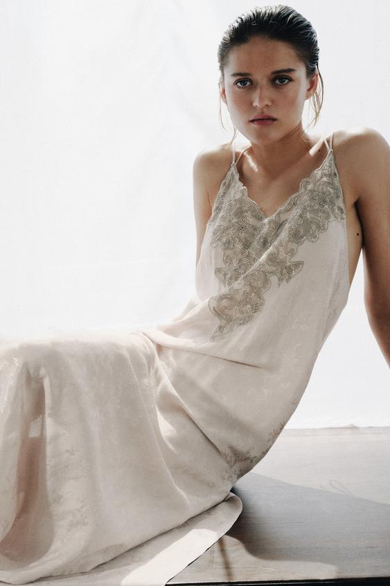 ROBE JACQUARD BRODERIES ZW COLLECTION - Gris perle | ZARA France