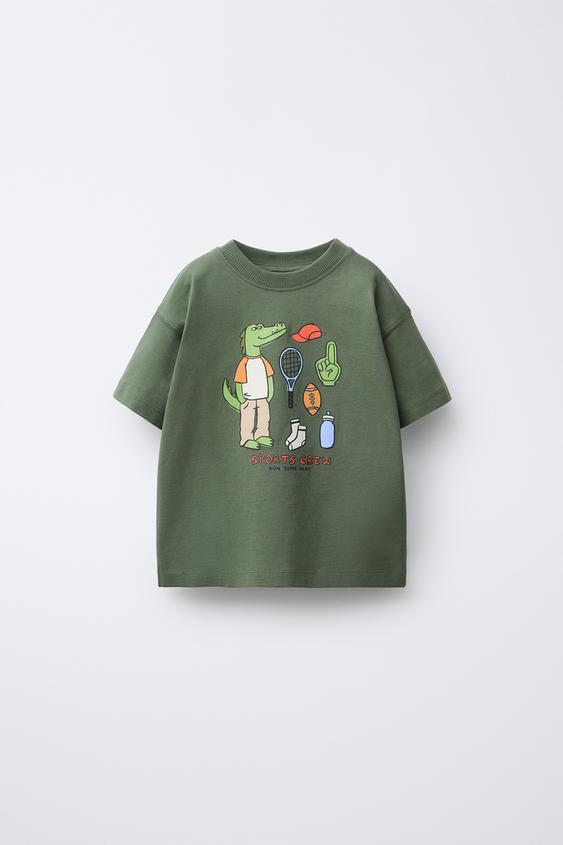 ANIMAL PRINT T-SHIRT - Khaki | ZARA Spain