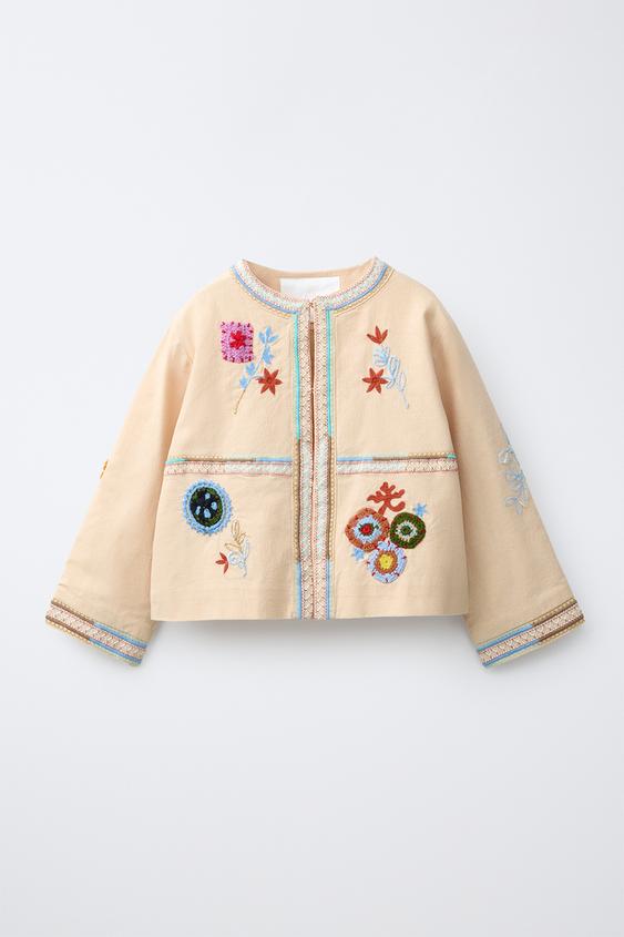 EMBROIDERED CARDIGAN WITH COTTON AND LINEN - Peach | ZARA Spain