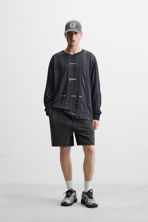 RETRO FOOTBALL TEXTURED SWEATSHIRT - Navy blue | ZARA New Zealand