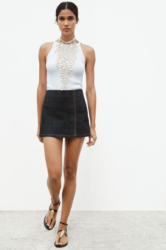 Z1975 MINI DENIM SKORT WITH SLIT - Navy blue | ZARA Australia