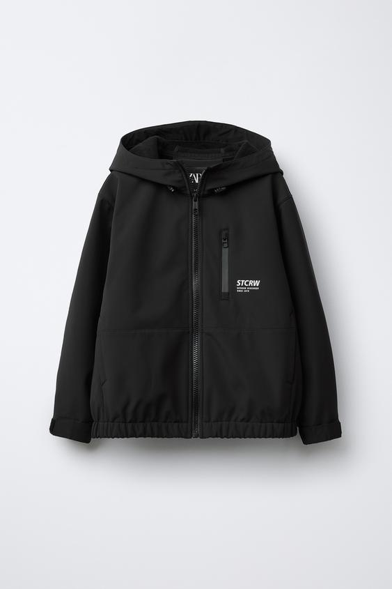 WATER REPELLENT HOODED LINED TECHNICAL JACKET - Black | ZARA Canada