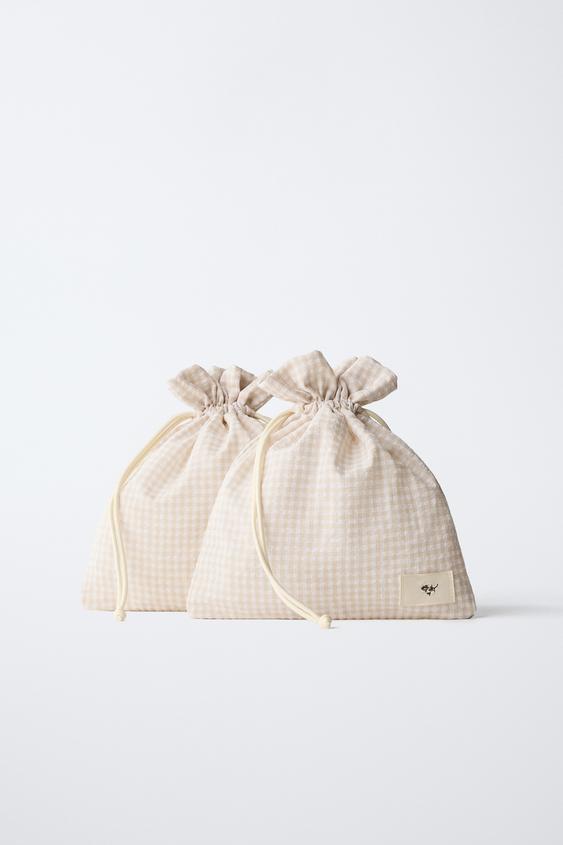 PACK OF CHECKED BAGS - Ecru White | ZARA United Kingdom