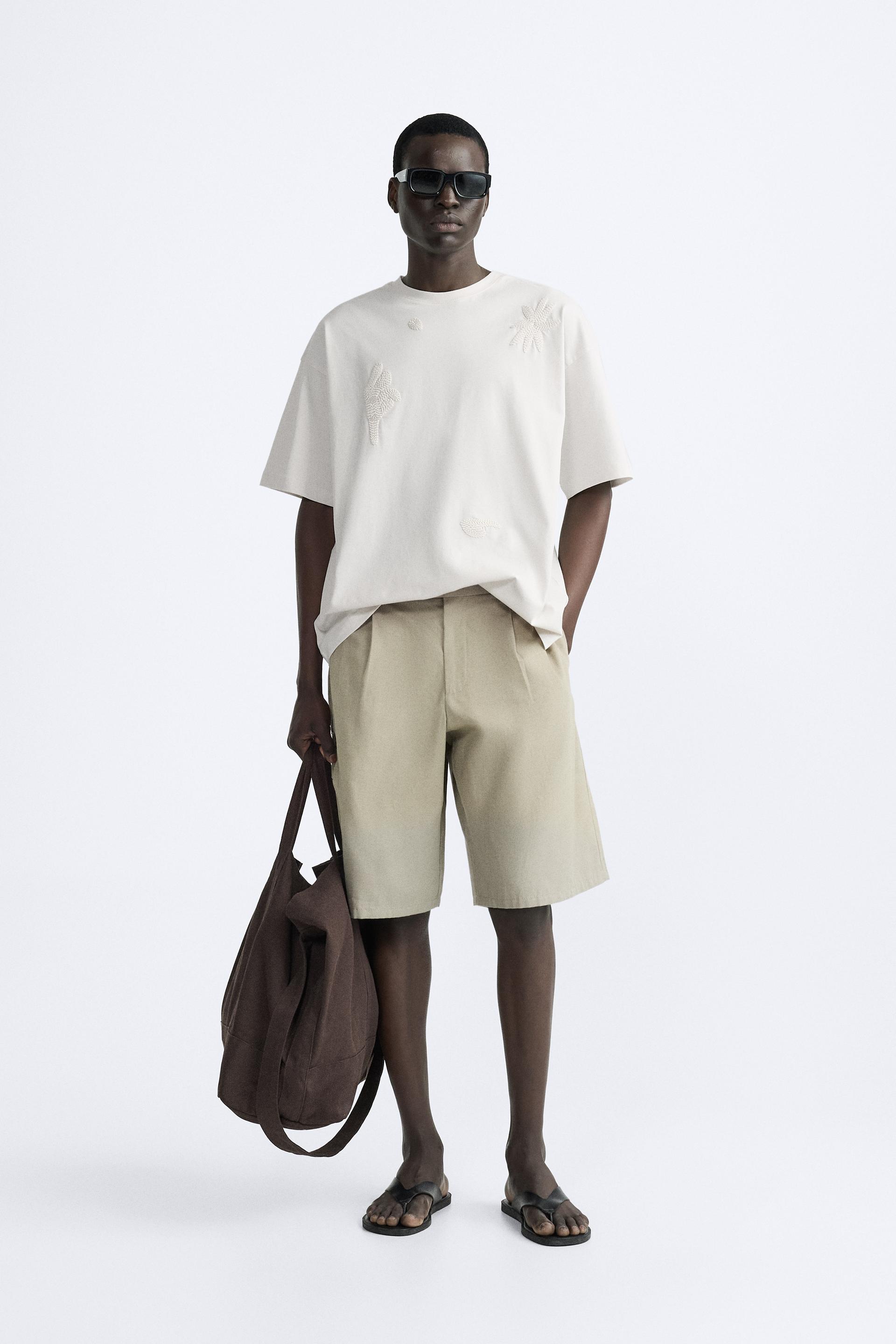 TRICOU CU BRODERII COMBINATE - Piatră | ZARA România