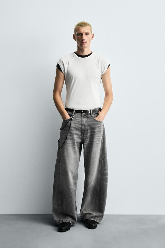 TWISTED SEAM BALLOON FIT JEANS - Gray | ZARA Canada