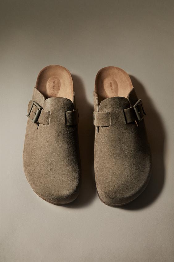 LEREN CLOG MET GESP - Groen | ZARA België / Belgique